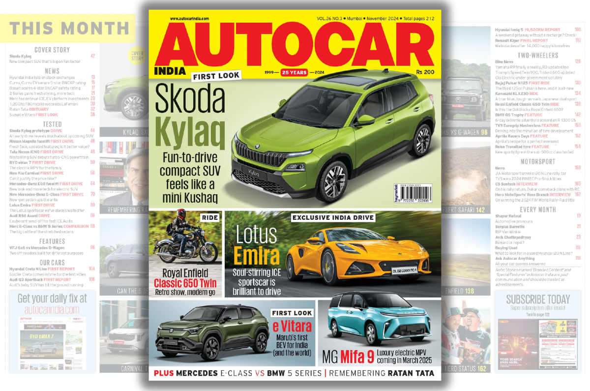 Autocar India magazine subscription, Skoda Kylaq prototype review, Bajaj Pulsar N125 review, and ...